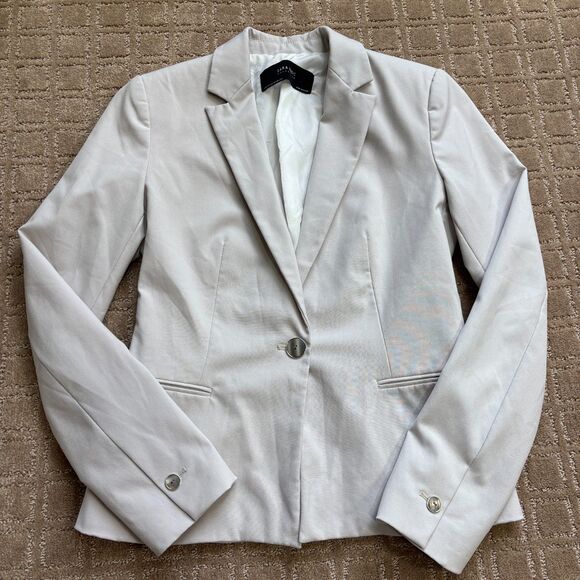 Zara | Jackets & Coats | Zara Basic Blazer Womens 2 Light Gray Single ...